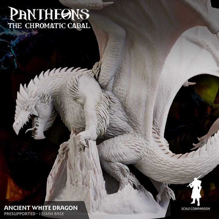 3D Printable Ancient White Dragon - Pantheons by Sordane Publishing