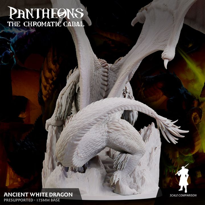 3D Printable Ancient White Dragon - Pantheons by Sordane Publishing