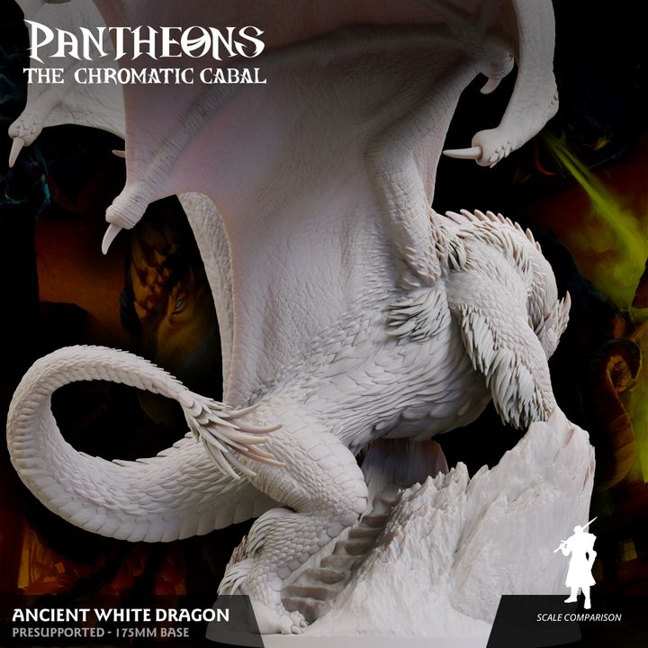 3D Printable Ancient White Dragon - Pantheons by Sordane Publishing