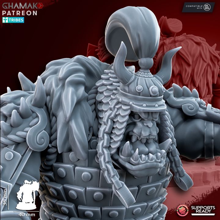 3D Printable Grey Orc Warlord on foot by Ghamak