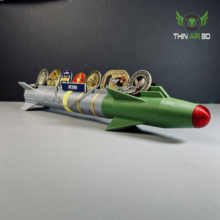 3D Printable Missile Challenge Coin Display by Thin Air 3D