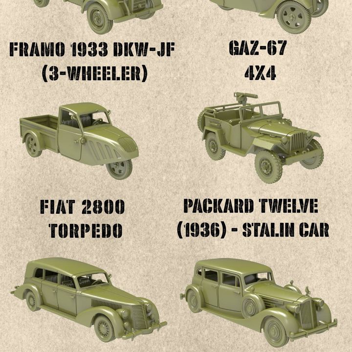 3D Printable STL PACK - 16 Passenger Military Cars of 1930-1945 years ...