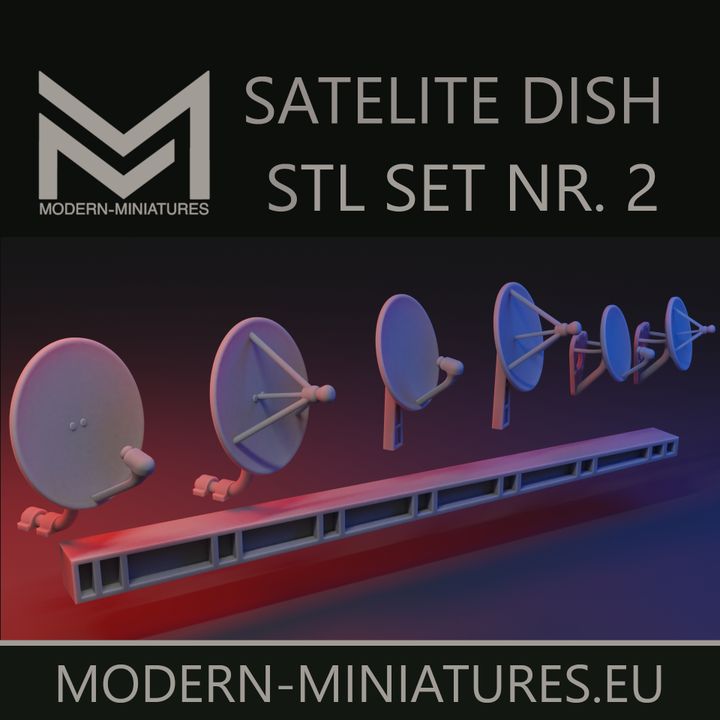 3D Printable Sat dish set nr. 2 Satelite dishes. Building scatter & add ...