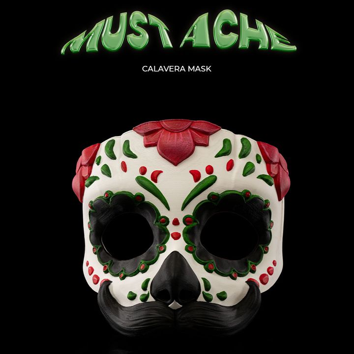 3D Printable Mustache Calavera Mask by Stlflix