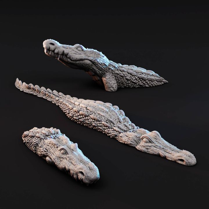 3D Printable Submerged Gators | Alligator - Crocodile Creature Mob by ...
