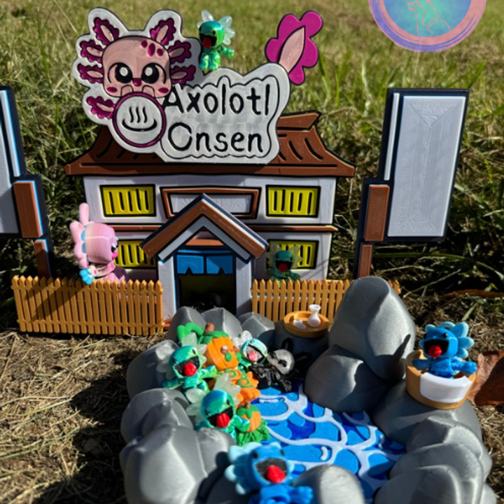 3D Printable Axolotl Onsen Set by ChibiBestiary