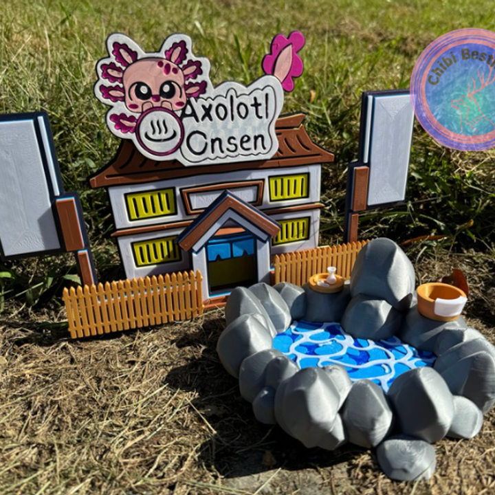 3D Printable Axolotl Onsen Set by ChibiBestiary
