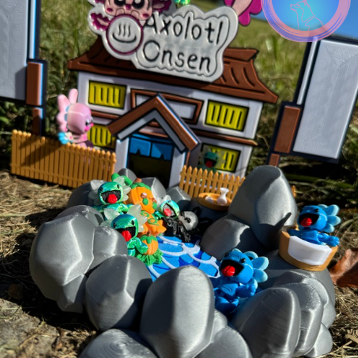 3D Printable Axolotl Onsen Set by ChibiBestiary