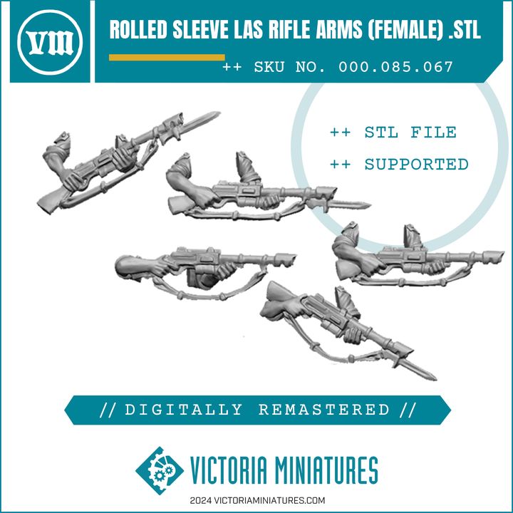 3D Printable Rolled Sleeve Las Rifle Arms Male by Victoria