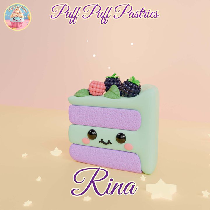 3D Printable Kawaii Triangle cake Rina by Puff Puff Pastries