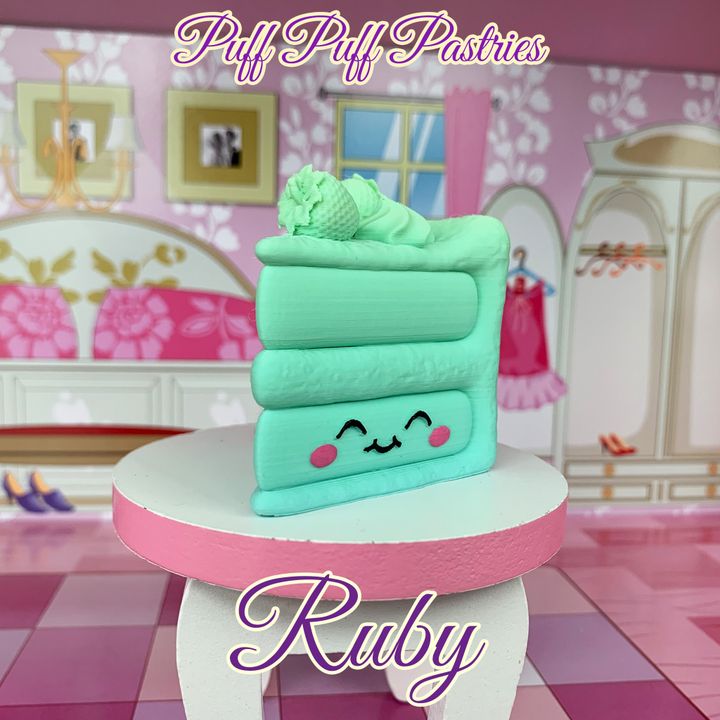 3D Printable Kawaii Triangle cake Ruby by Puff Puff Pastries