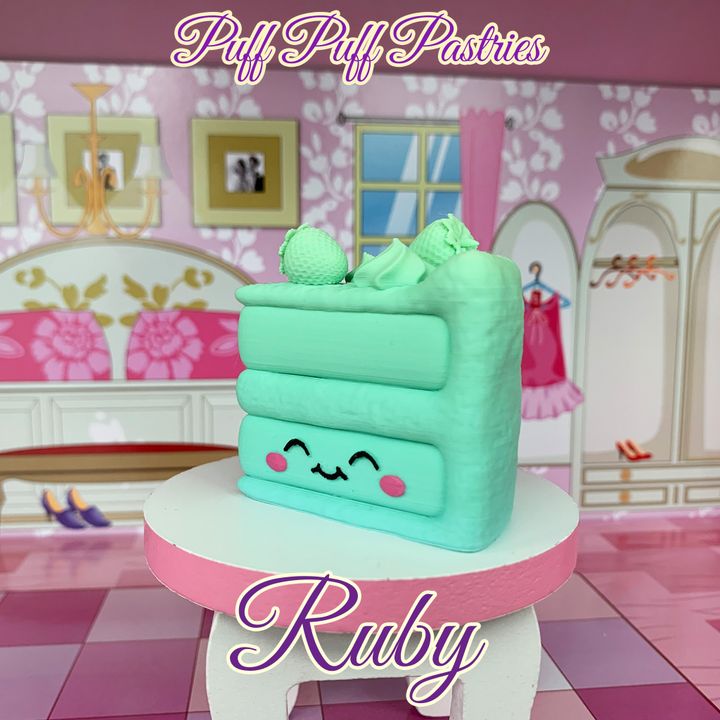 3D Printable Kawaii Triangle cake Ruby by Puff Puff Pastries