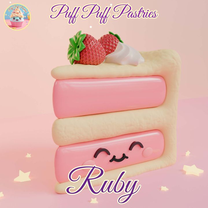 3D Printable Kawaii Triangle cake Ruby by Puff Puff Pastries