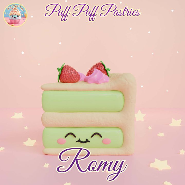 3D Printable Kawaii Triangle cake Romy by Puff Puff Pastries