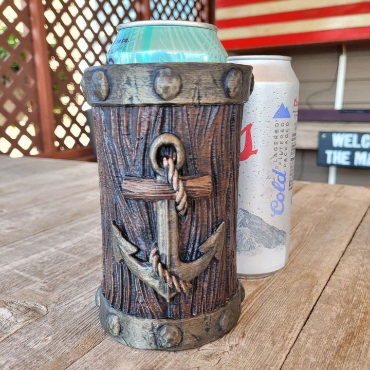 3D Printable Nautical Wood Can Holder - Tallboy with spacer by CL3D ...
