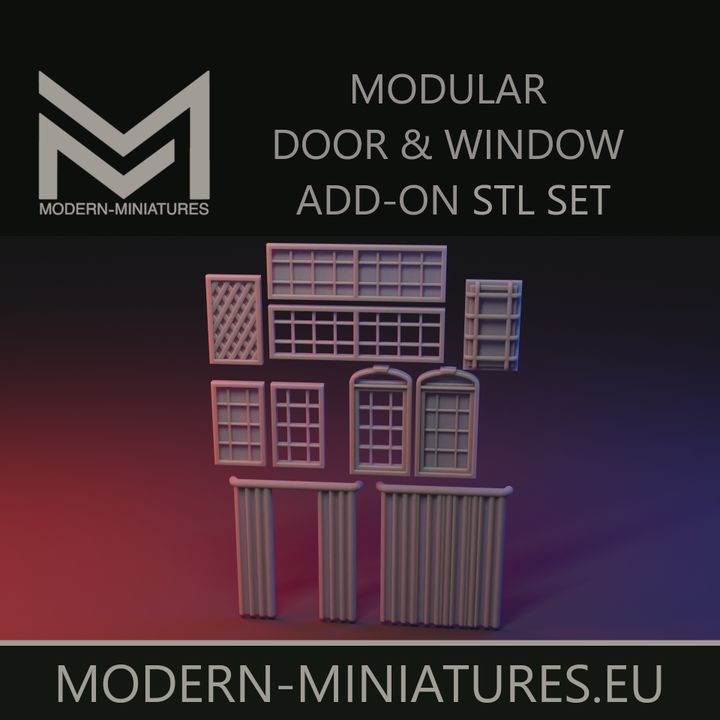 3D Printable Modular door and window add-on set. Perfect for kitbash by ...