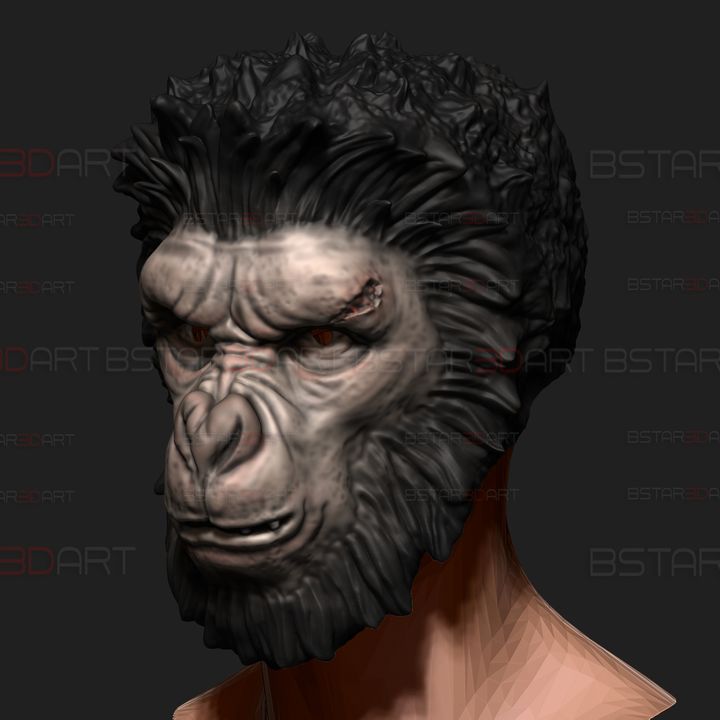3D Printable Monkey Man Mask - Halloween Cosplay by 3DpropsDesigns