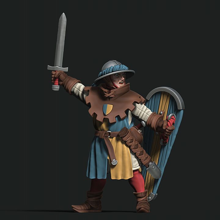 3D Printable Medieval/Bretonn - Men at Arms - 28/32mm by TheGoodBrick