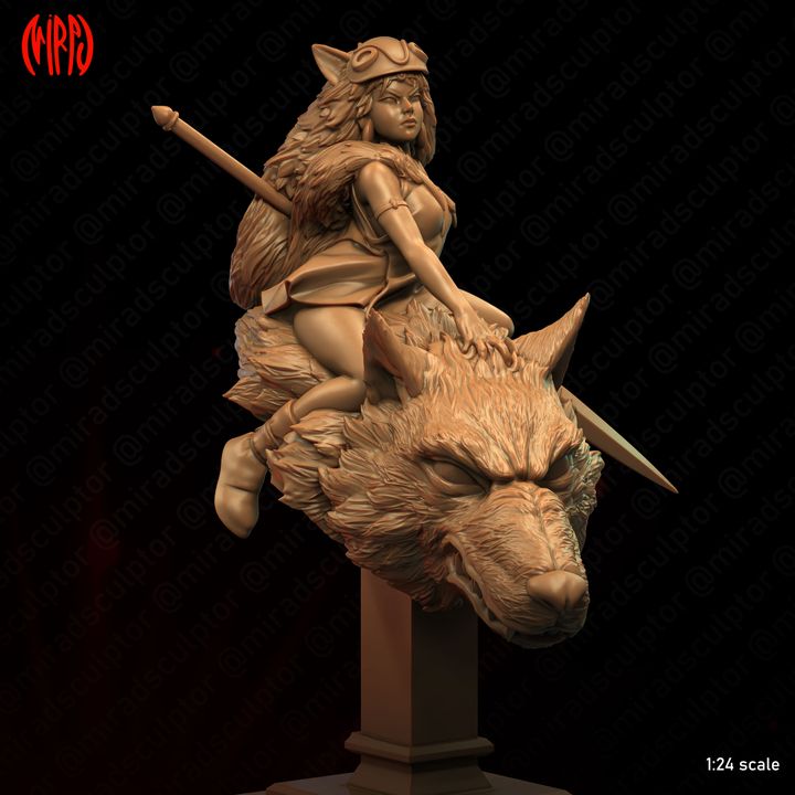 3D Printable Princess on Wolf by Salad Sculptors