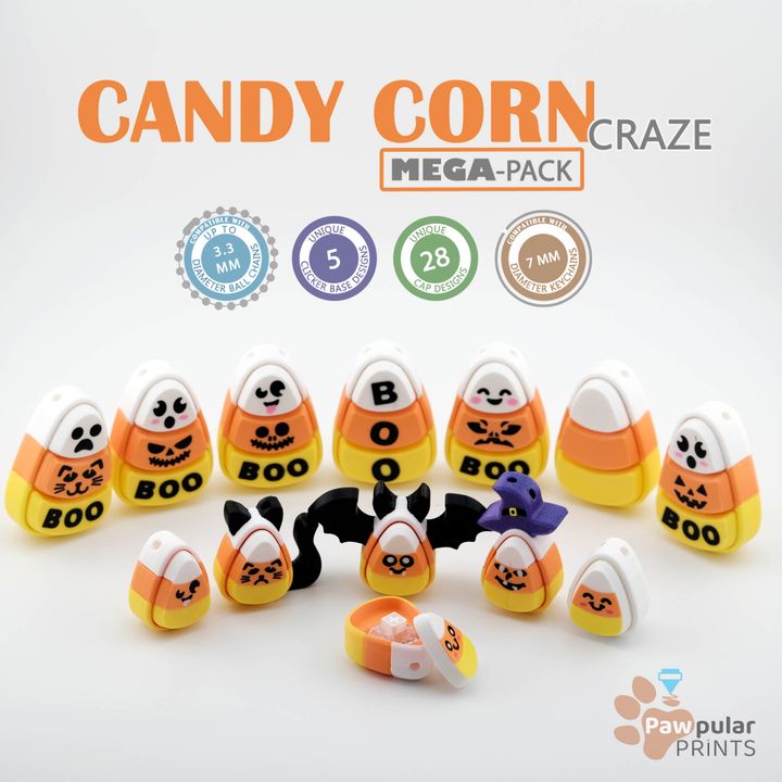 3D Printable Candy Corn Craze MEGA-Pack - Fidget Keychain [Private Use ...
