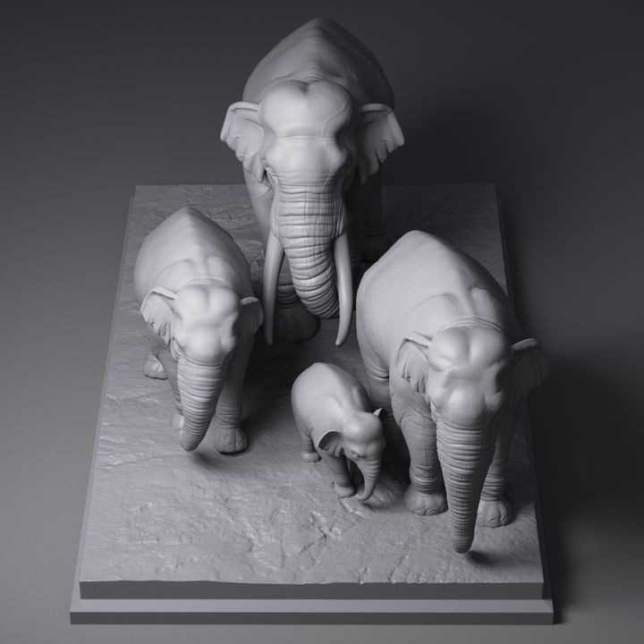 3D Printable Elephant family by Art of V