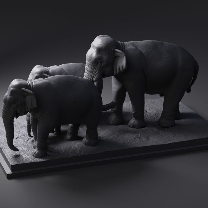3D Printable Elephant family by Art of V