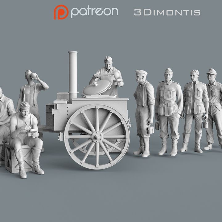 3D Printable field kitchen and german soldiers by Dmitry Tishchenkov