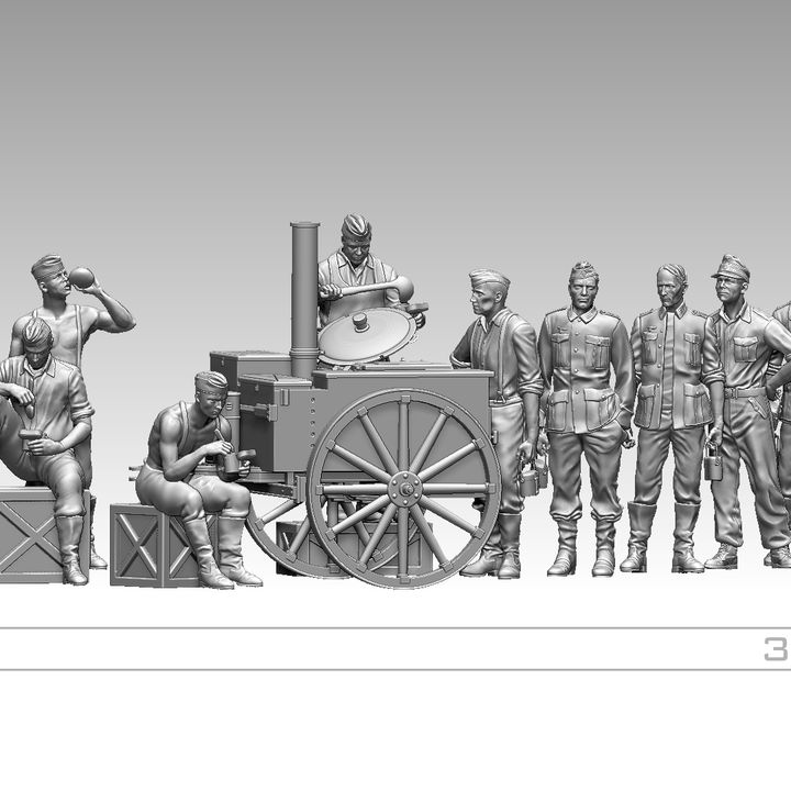 3D Printable field kitchen and german soldiers by Dmitry Tishchenkov