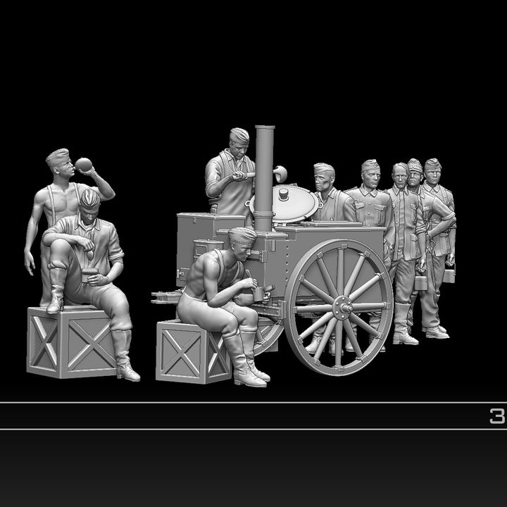 3D Printable field kitchen and german soldiers by Dmitry Tishchenkov