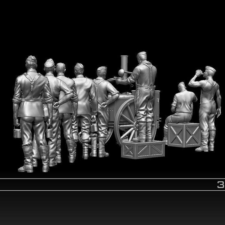 3D Printable field kitchen and german soldiers by Dmitry Tishchenkov
