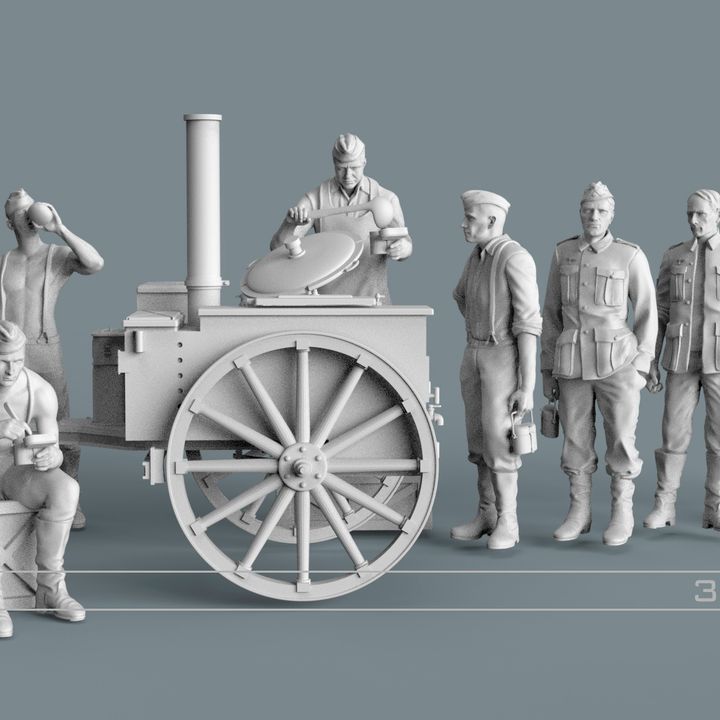 3D Printable field kitchen and german soldiers by Dmitry Tishchenkov