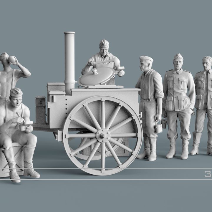 3D Printable field kitchen and german soldiers by Dmitry Tishchenkov