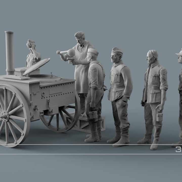 3D Printable field kitchen and german soldiers by Dmitry Tishchenkov