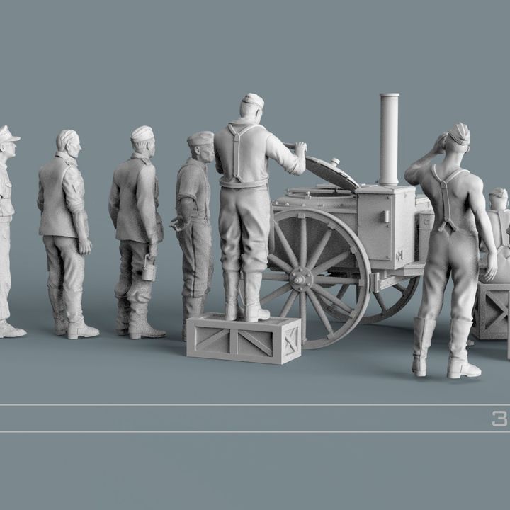3D Printable field kitchen and german soldiers by Dmitry Tishchenkov