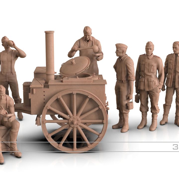 3D Printable field kitchen and german soldiers by Dmitry Tishchenkov