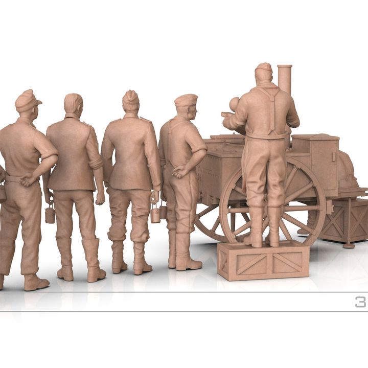 3D Printable field kitchen and german soldiers by Dmitry Tishchenkov