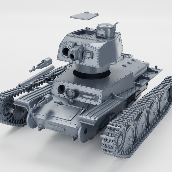 3D Printable Light Tank CKD LT Vz.40 (Skoda) - 2 options (Czech, WW2 ...
