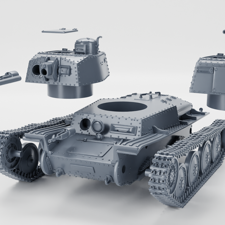 3D Printable Light Tank CKD LT Vz.40 (Skoda) - 2 options (Czech, WW2 ...