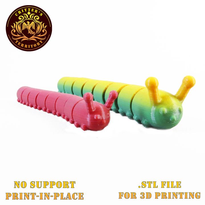 3D Printable Articulated Green Worm by Critters Territory