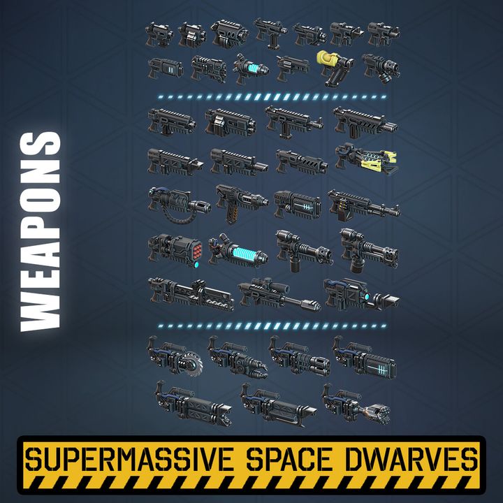 3D Printable Supermassive Space Dwarves: Weapons by Treadhead Rad