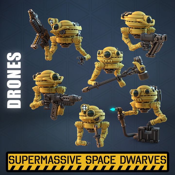 3D Printable Supermassive Space Dwarves: Drones by Treadhead Rad