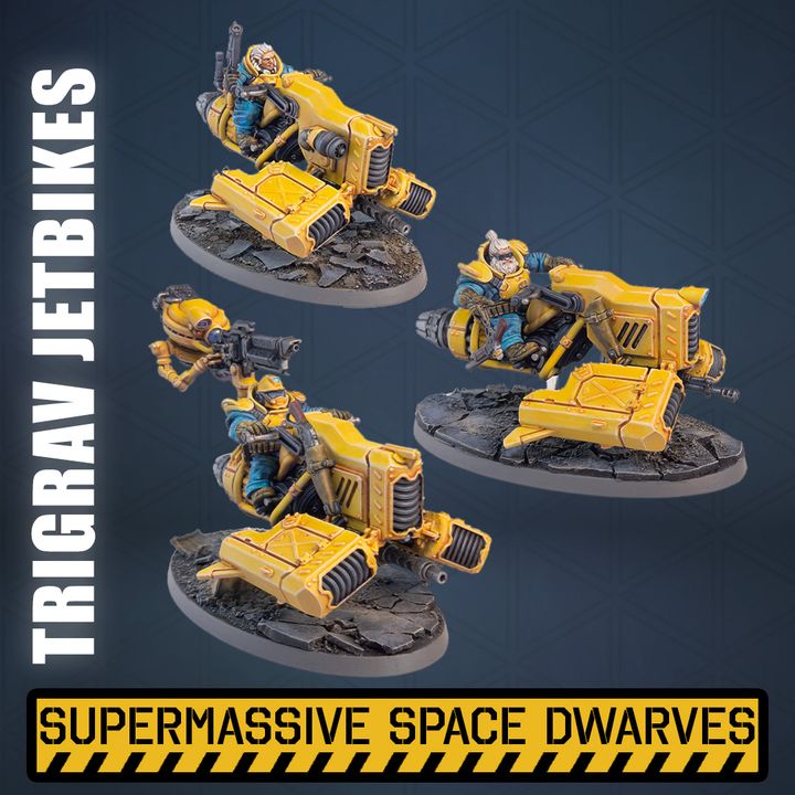 3D Printable Supermassive Space Dwarves: Trigrav Jetbikes by Treadhead Rad