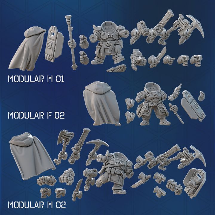 3D Printable Supermassive Space Dwarves: Roughnecks by Treadhead Rad