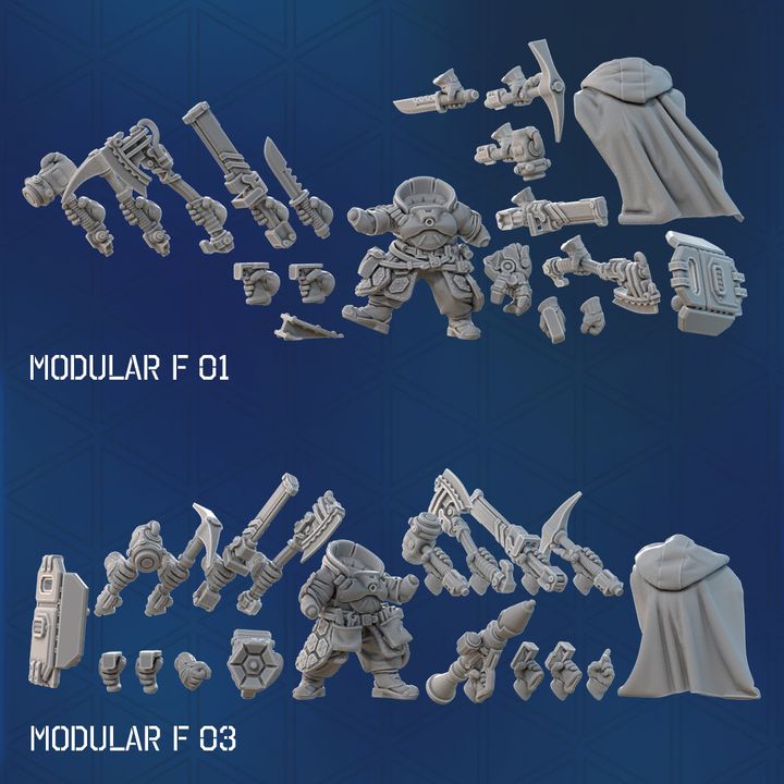 3D Printable Supermassive Space Dwarves: Roughnecks by Treadhead Rad