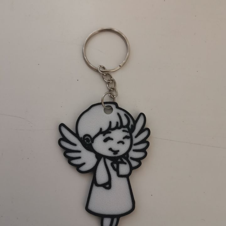 3D Printable Cute Angel multicolor keychain by BT3D&DeusCat