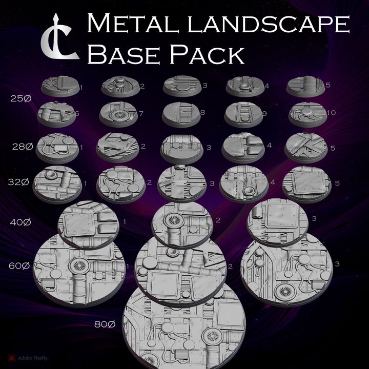 3D Printable Free - Metal Landscape Base Pack(25mm-90mm) - Presupported ...
