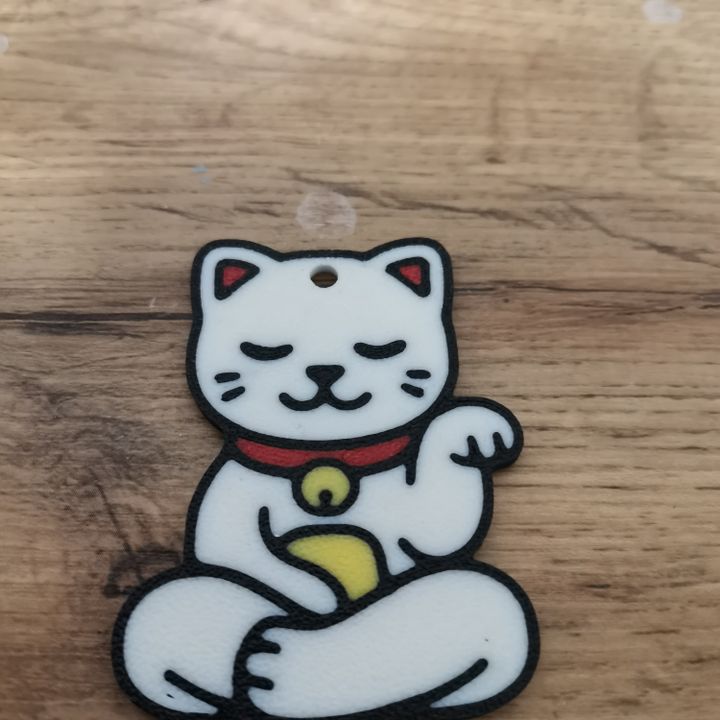 3D Printable Multicolor cute cat keychain by BT3D&DeusCat