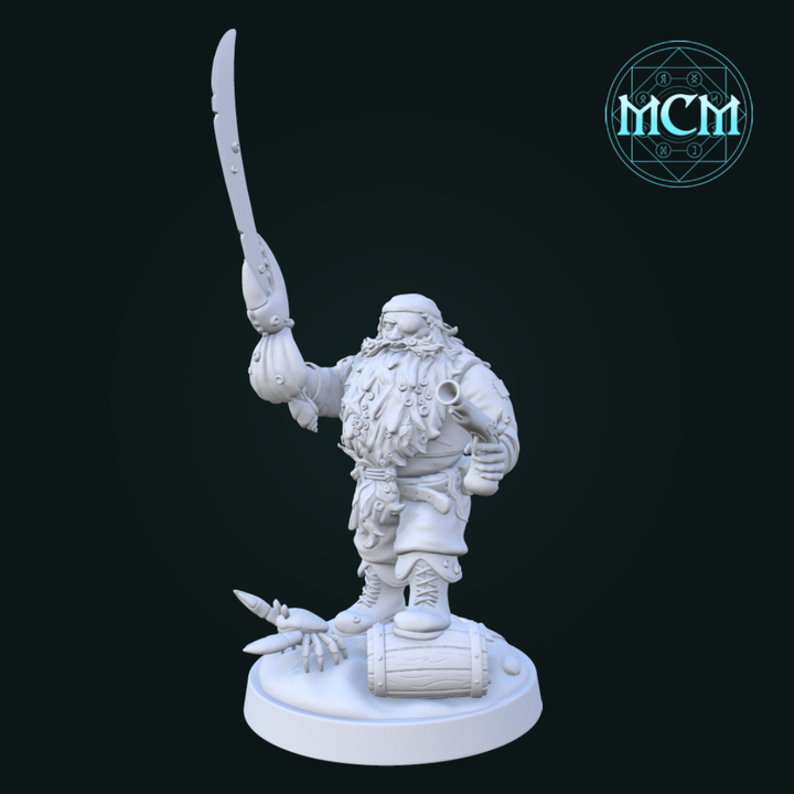 3D Printable Grog Barnaclebeard, Cursed Dwarf Swashbuckler by Magic ...