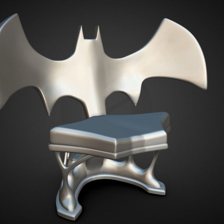3D Printable dolhouse Bat chair beautiful decor goth design by david martin