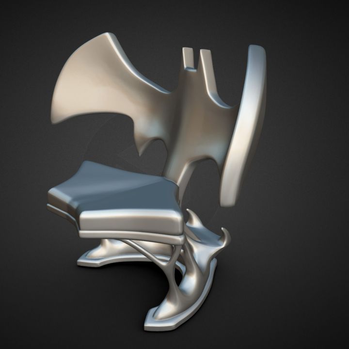 3D Printable dolhouse Bat chair beautiful decor goth design by david martin
